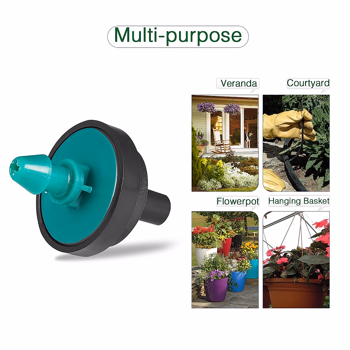 LiquiDrip 2 GPH Irrigation Drippers & Drip Emitters Maintain Constant Flow, 2 GPH Pressure Compensating Drippers, 2 GPH Inline Drippers & Drip Irrigation Emitters, 50 Per Bag, Green/Black