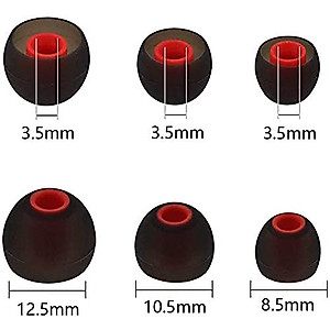 Rqker Ear Tips Compatible with JBL 115 TWS 125TWS Earbuds, 6 Pairs S/M/L Sizes Soft Silicone Ear Tips Earbud Covers Eartips Earbuds Replacement Tips, Compatible with JBL 115TWS 125TWS, Black Red sml