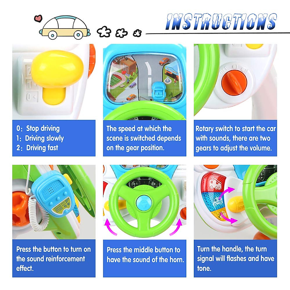 AMOSTING Pretend and Play Ride On Toys for Toddler Boys Girls Learning & Educational Baby Driver Toy Cars for Preschool Kids