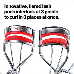 REVLON Triple-Stepped Lash Curler,Stainless steel/red