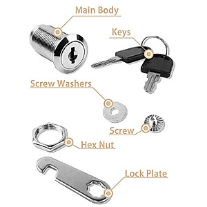 MoHern Cabinet Locks, 6 Pcs Keyed Alike 1-1/8 Inch (30mm) Cylinder Locks, Zinc Alloy Cam Lock with Keys for Cabinet, Drawer, RV and More