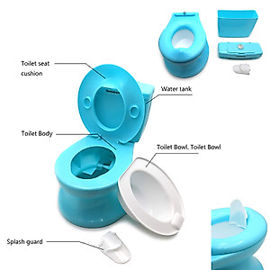 HTTMT- Classic Portable Blue Realistic Toddler Potty Training Toilet w/Flushing Sound Baby Chair Seat Kid [P/N: ET-BABY004-BLUE]