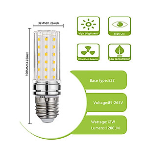 BOGAO E26 LED Bulb, 12W White 6000K LED Bulbs, 80-100 Watt Light Bulbs Equivalent, E26 Screw Base,1200 Lumens LED Lights （4 Pack White）