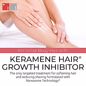 Keramene Hair Growth Inhibitor by DS Laboratories - Hair Inhibitor for Face and Body, Minimize the Need for Shaving, Waxing and Depilating, Slows Hair Regrowth, Paraben Free