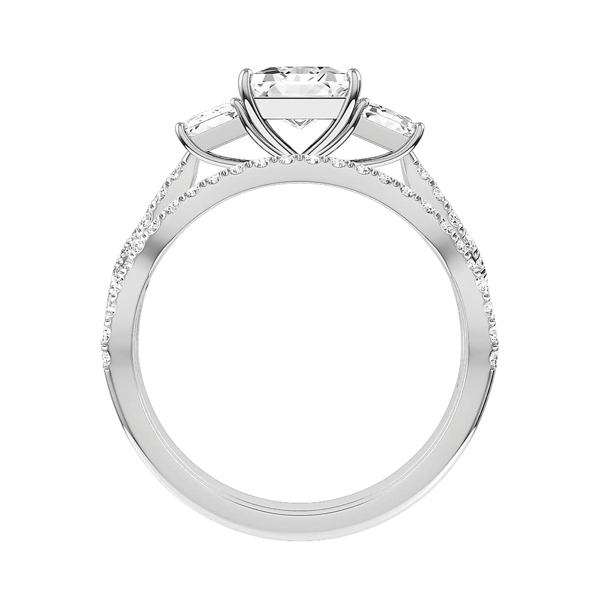 1.7 CT 3-Stone Princess Cut Bridal Set Moissanite engagement rings for women 10K 14k 18K gold ring Platinum Plated Silver Princess moissanite rings -4105