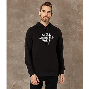 Karl Lagerfeld Paris Men's Color Block Solid Pullover, Black, Medium