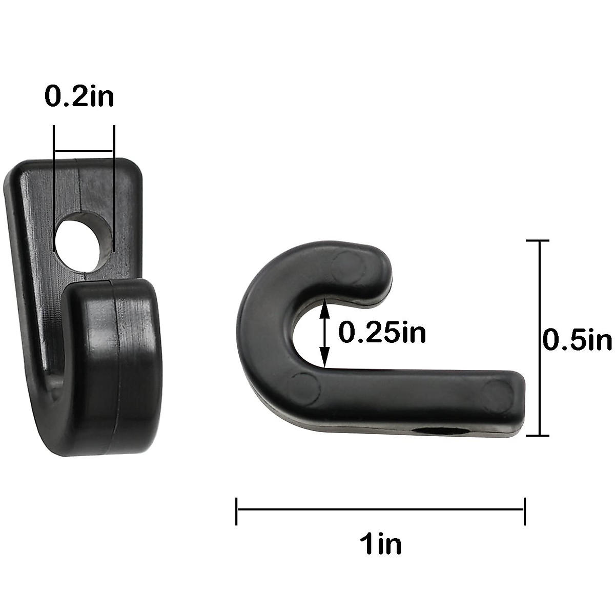 JJHXSM 16pcs J Shape Down Hooks Nylon J-Hooks Lashing Hooks for Kayak Bungee Cord Canoes Boats, Black