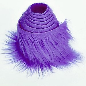 Shaggy Plush Faux Fur Fabric Precut Strips Fluffy Fuzzy Craft Fur for Gnomes Beard Hair Cosplay Costume Dwarf Decoration, Deep Purple 2x60 inch