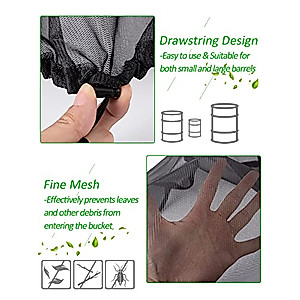 4 Pcs Mesh Cover for Rain Barrels - Rain Barrel Net Cover with Drawstring Rain Barrel Netting Screen for Preventing Fallen Leaves Debris and Small Objects in The Garden or Under The Eaves - 39in