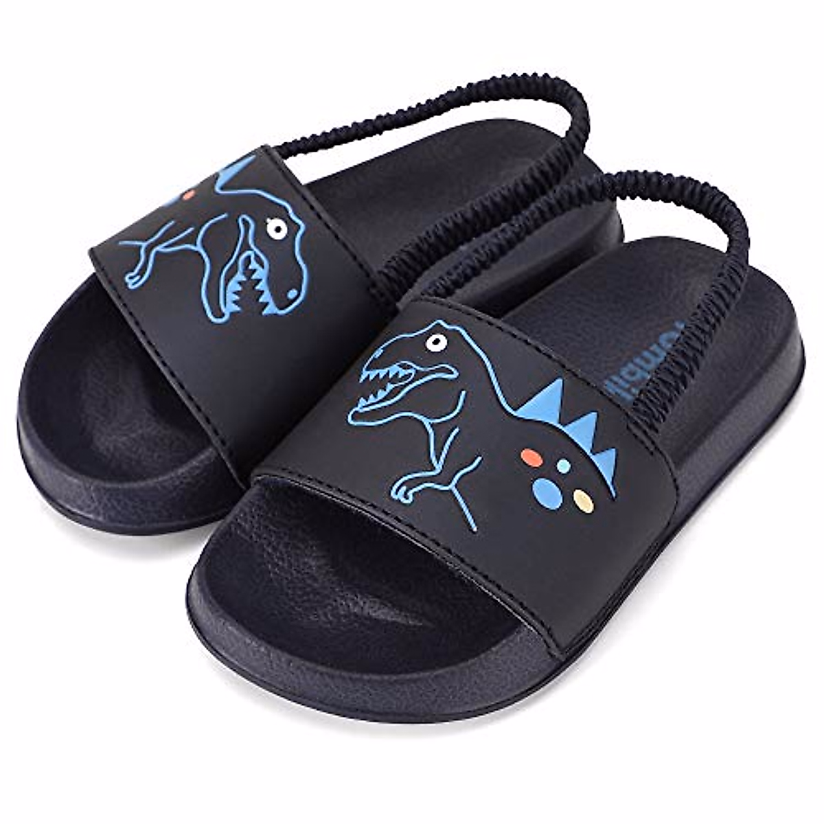 tombik Toddler Sandals Boys Pool Slipper Slides Kids Water Shoes for Beach Navy/Dinosaur 7-8 US M Toddler