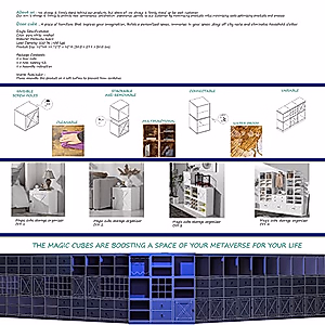FUSUNBAO Magic DIY Cube Storage Organizer Stackable Cubles for Home Books Clothes Toy -Modular Cubby Storage System -Office Cubical -Bookcase Closet Wine Rack Cabinet (Pure White-Washed, Drawer Cube)