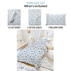 LITTLE CELEBRITY Twin Sheet Set | Kids Sheet & Pillowcase Sets | Twin Sheets for Boys Girls, Fitted Sheet, Top Sheet, Pillowcase | Twin Sheets Set | Twin Bed Sheets | Bed Sheets Twin (Dino Jungle)