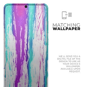 DesignSkinz Running Purple and Teal Watercolor Paint Protective Vinyl Decal Wrap Skin Cover Compatible with The Samsung Galaxy S20 (Screen Trim & Back Glass Skin)