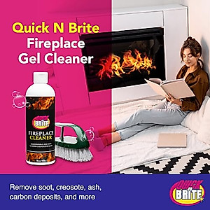 Quick N Brite Fireplace Gel Cleaner with Scrub Brush for Brick, Stone, Rock, Tile, and Marble, Nonabrasive Fireplace Cleaner, Made in the USA, 16 oz