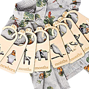 Baby Clothes Wood Size Dividers – 8 Double Sided Baby Closet Dividers - Organize Your Clothes with Baby Hangers for Nursery - Range of Newborn to 24 Months - Closet Dividers for Boys & Girls