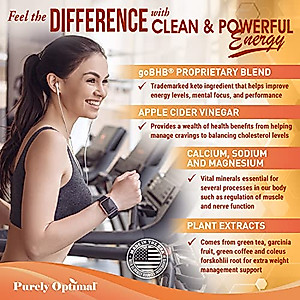 Purely Optimal Premium Keto+Apple Cider Vinegar Pills - w/Garcinia Cambogia, Keto Bhb Exogenous Ketones - 90 Capsules