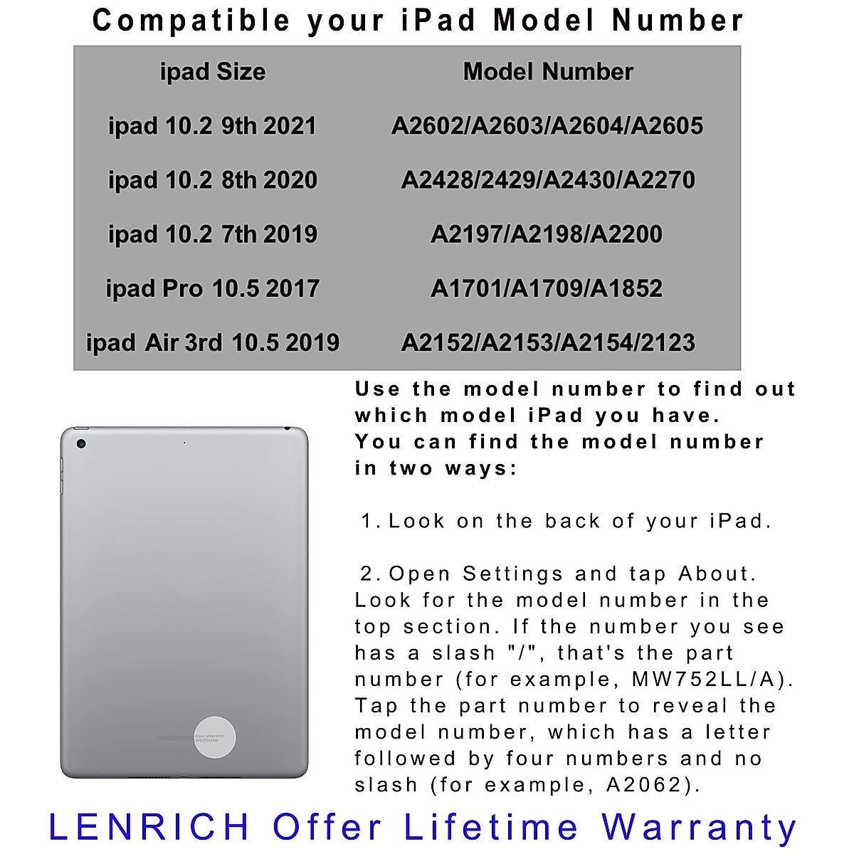 LENRICH Keyboard case for iPad 9th Generation 10.2 inch 2021/ 8th Gen 2020/7th 2019/iPad air 3rd/iPad pro 10.5 2017, Multi Touchpad 360 Swivel Light Thin Cover Backlight