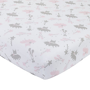 NoJo Ballerina Bows 4 Piece Nursery Crib Bedding Set, Pink/Silver/White