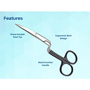 Bent Handle Curved Embroidery Scissors 6 Inch Curved Applique Scissors for Machine Embroidery & Fabric Stitches by Artman Instruments