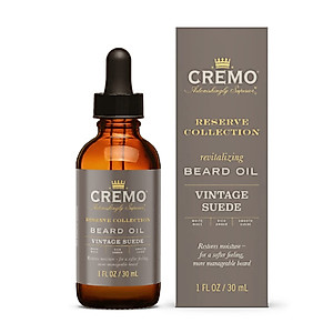 Cremo Beard Oil, Vintage Suede (Reserve Collection), 1 Fl Oz - Restore Natural Moisture and Soften Your Beard To Help Relieve Beard Itch
