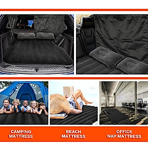 Tallew 12 Pcs Car Air Mattress Back Seat Inflatable Bed SUV Car Camping Backseat Truck Air Mattress Curtain Divider Window Shade Cover Portable Travel Sleeping Set