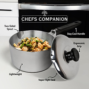 Magnaware Cast Aluminum Sauce Pan with Lid 2 Quart - Multipurpose Lightweight Saucepan with 2 Side Pour Spouts & Stay-Cool Handle - Small Cooking Pot for Sauces, Pasta, Soup - Oven Safe