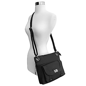 Concealed Carry Gun Purse - Twist Lock Pocket Crossbody Bag by Roma Leathers (Black)