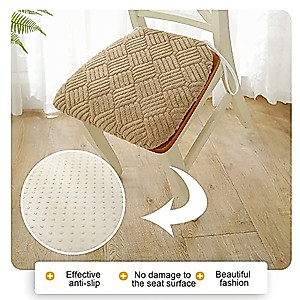 Plush Chair Pad,Kitchen Dining Chair Cushion Simple Seat Cushion with Washable Cover and Non Slip Ties,Soild Color Seat Pad for Living Room Office Balcony(40x43cm(16x17inch), Green a)