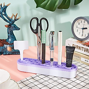 GORGECRAFT Sew Desktop Organizers Silicone Makeup Brush Holder Organizer Cosmetic Storage Box Multipurpose Make Up Brush Stand Painting Pen Holder Sewing Craft Tools for Stash and Store (Purple)