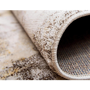 Unique Loom Helios Collection Area Rug - Santorini (9' x 12' 2" Rectangle, Ivory Beige/ Gold)