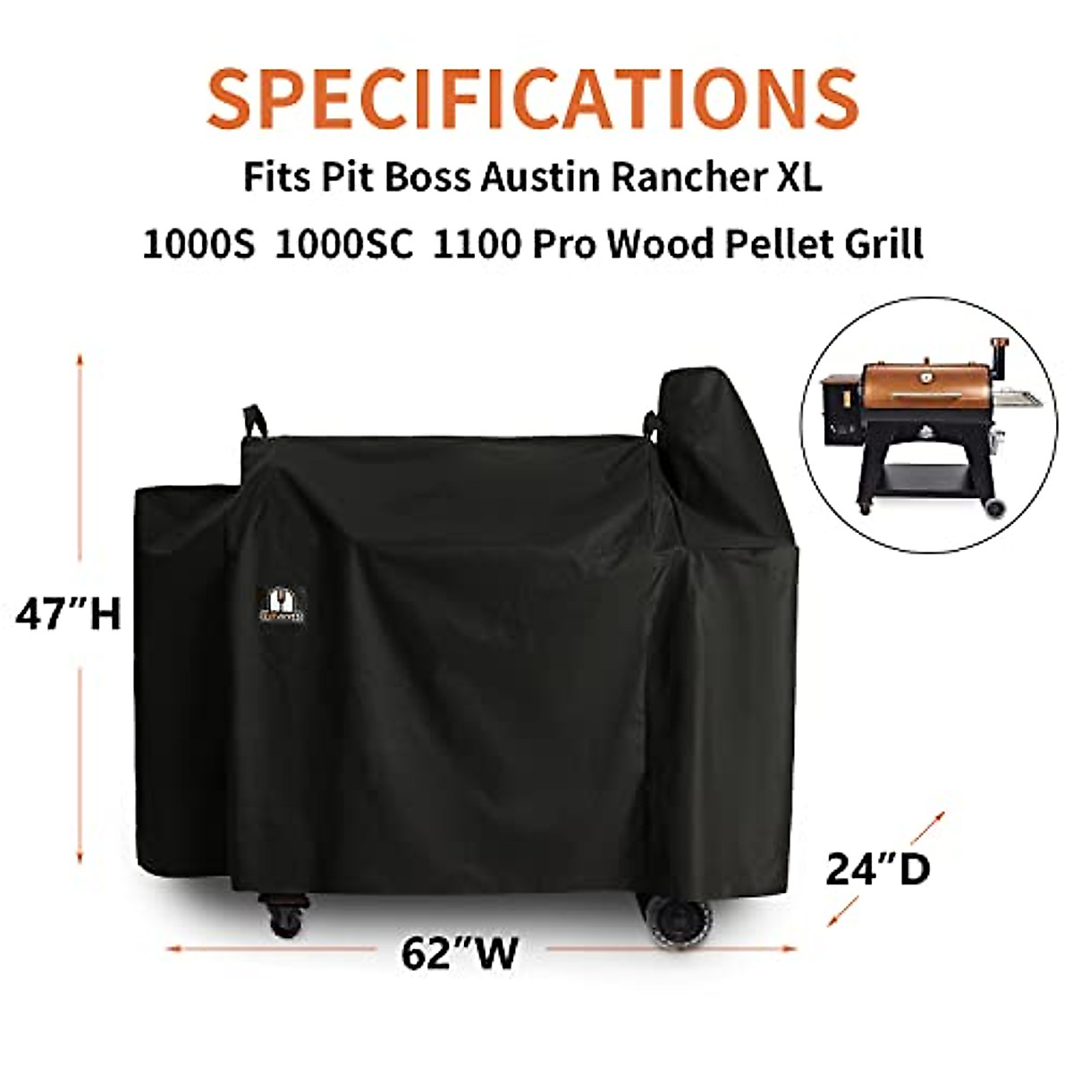 SUPJOYES Grill Cover for Pit Boss Austin XL, Rancher XL Wood Pellet Grill, Pit Boss 1000/1100 Series Grill Cover, Heavy Duty Waterproof Pit Boss Smoker Accessories…