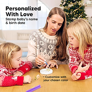 Baby Hand and Footprint Kit -Personalized Baby First Christmas Ornament,Baby Footprint Kit for Toddlers,Baby Keepsake Handprint Ornament Making Kit, Baby Shower Gifts for Newborns(Gold Paint, Cherish)