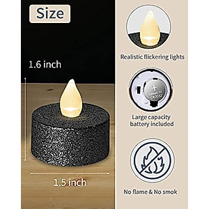 LOGUIDE Black Candles,Battery Operated LED Tea Lights for Black Party Decorations,Birthday,Wedding Centerpiece, Christmas Decorations Ornaments Pack of 24