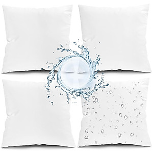 Fixwal Outdoor Pillow Inserts, 22 x 22 Inch Waterproof Pillows Inserts, 4 Pack Pillow Form for Patio, White
