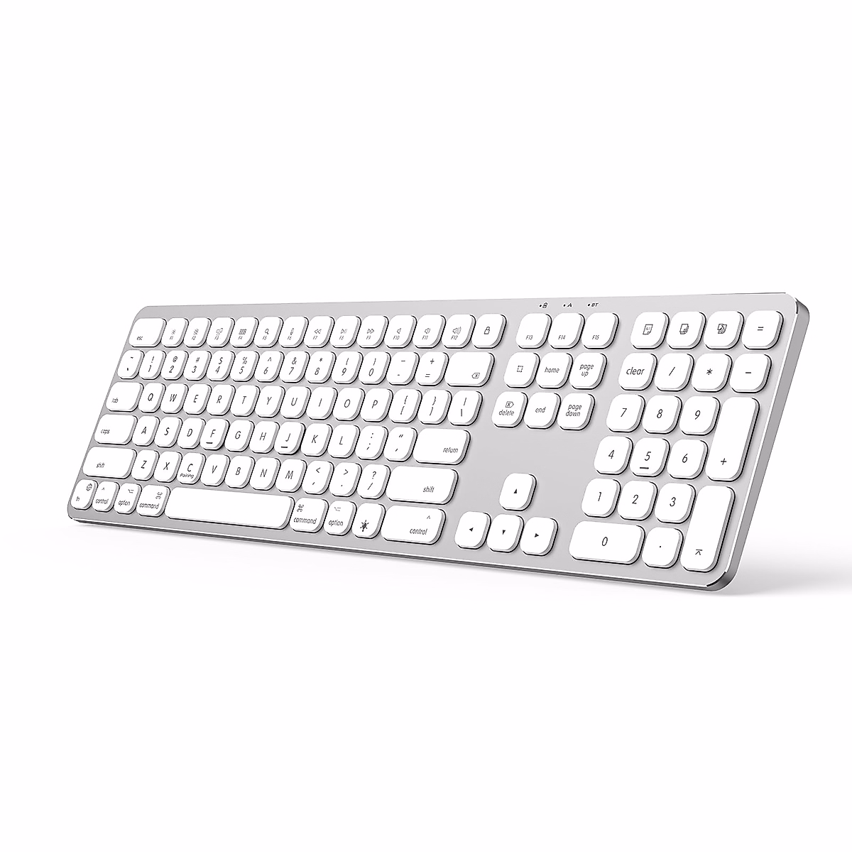 SODI Wireless Keyboard for Mac with Numeric Keypad, Backlit, Wireless, Rechargeable, Programmable Keys. Compatible with MacBook Pro/Air, iMac, Mac Mini/Pro, iPad, iPhone, US English, White