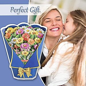 Daisy Paper Flowers Pop Up Cards, 12 Inch Christmas Pop Up Cards with Note Card and Envelope, 3D Pop Up Greeting Cards Handmade Paper Flowers Bouquet Cards, Popup Christmas Cards for Holiday Cards Daisy Thank You Cards