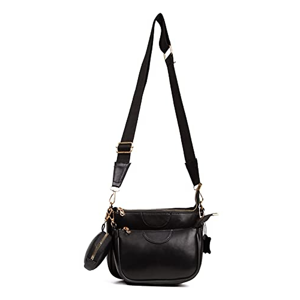 Women's Genuine Leather Hand Wallet and Shoulder Bag | Crossbody Bag for Women | 3 Pieces Tote Bag | Satchel Purse Set (Black)