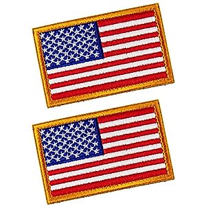 Tactical Patches of USA US American Flag, with Hook and Loop for Backpacks Caps Hats Jackets Pants, Military Army Uniform Emblems, Size 3x2 Inches, Pack of 2