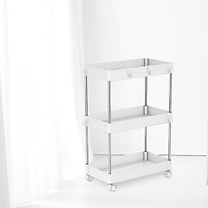 Minmallfe 3 Tier Rolling Cart with Wheels - Rolling Storage Cart as Snack Cart, Utility Cart, Bathroom Storage Shelf, Diaper Cart - Laundry Room Organization and Storage - Cart Organizer (Regular)