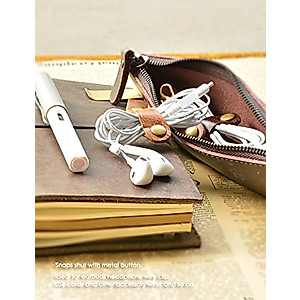 CAILLU Cord Organizer,Cord Keeper,Cable Organizer USB Holder,Cable Management,Cable Straps,Earbud case,wrap Headphone,Headset Winder,Phone Earphone Clips Ties,Tiny Leather Gifts Gadget 5