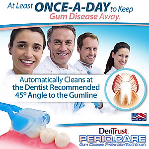 DenTrust PERIOCARE 3-Sided Toothbrush Triple Clean | Extra Gentle Gum Massage for Sensitive Gums | Made USA | Tongue Scraper for Fresh Breath