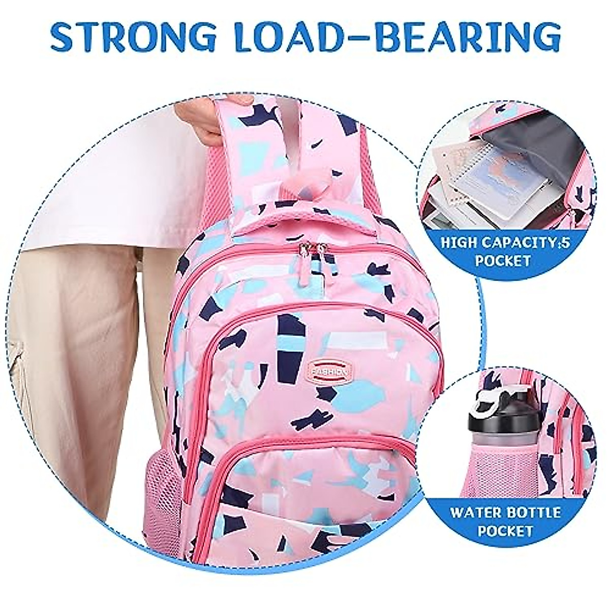PerKoop 8 Pieces School Backpacks Bulk, 18 Inches Backpack for Back to School Supplies Donation, Backpacks for Elementary, Middle and High School Students