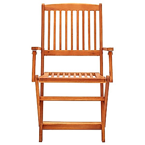 vidaXL Folding Patio Chairs 2 pcs Constructed from Solid Eucalyptus Wood - Weather-Resistant, Oil Finished Surface, Contemporary Style for Garden, Terrace or Patio