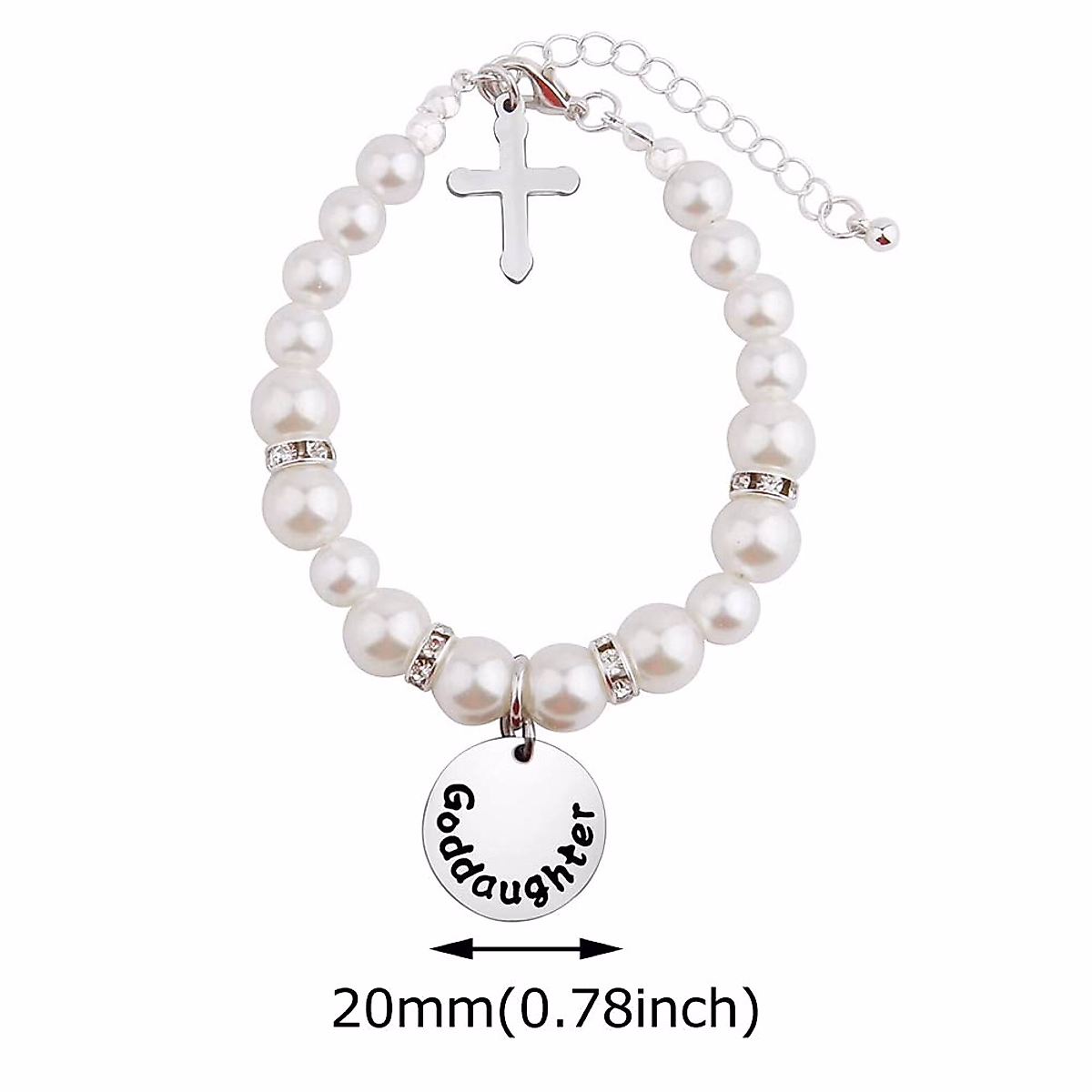 KUIYAI Goddaughter Pearl Bracelet First Communion Bracelet Christening Gift (Goddaughter pearl bracelet)