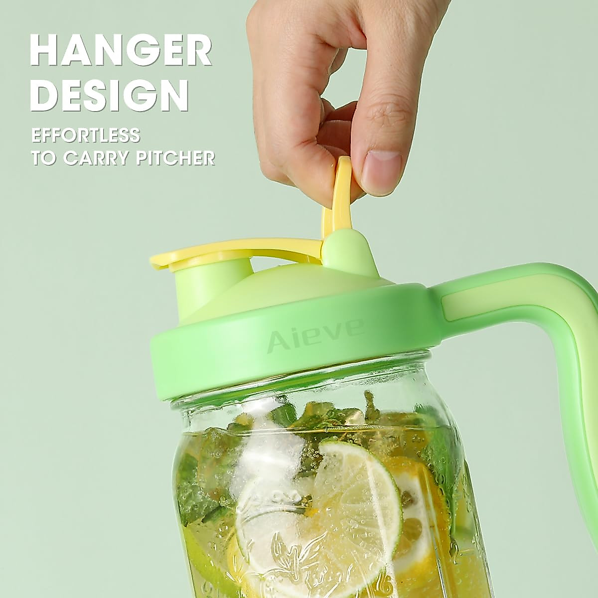 Aieve Mason Jar Pour Spout Lid for Wide Mouth Mason Jar, 2 Pack Mason Jar Pitcher Flip Cap Lids with Ergonomic Handle (Leakproof and BPA Free)