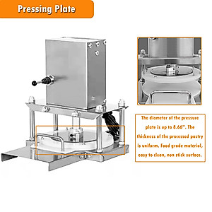 INTSUPERMAI Pizza Dough Press Machine Electric Pastry Machine 8.66" Diameter Commercial Pizza Dough Machine Tortilla Making Machine 120-240V