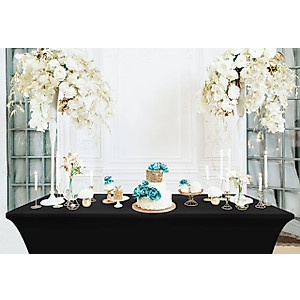 Utopia Kitchen Spandex Tablecloth 2 Pack [6FT, Black] Tight, Fitted, Washable and Wrinkle Resistant Stretch Rectangular Patio Table Cover for Event, Wedding, Banquet & Parties [72Lx30Wx30H Inch]