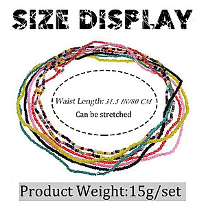 TWINKLEDE Elastic Beads Belly Waist Chain Colorful Beaded Body Chains Set Festival Rave Summer Bikini Body Jewelry for Women and Girl (Multi-colored)