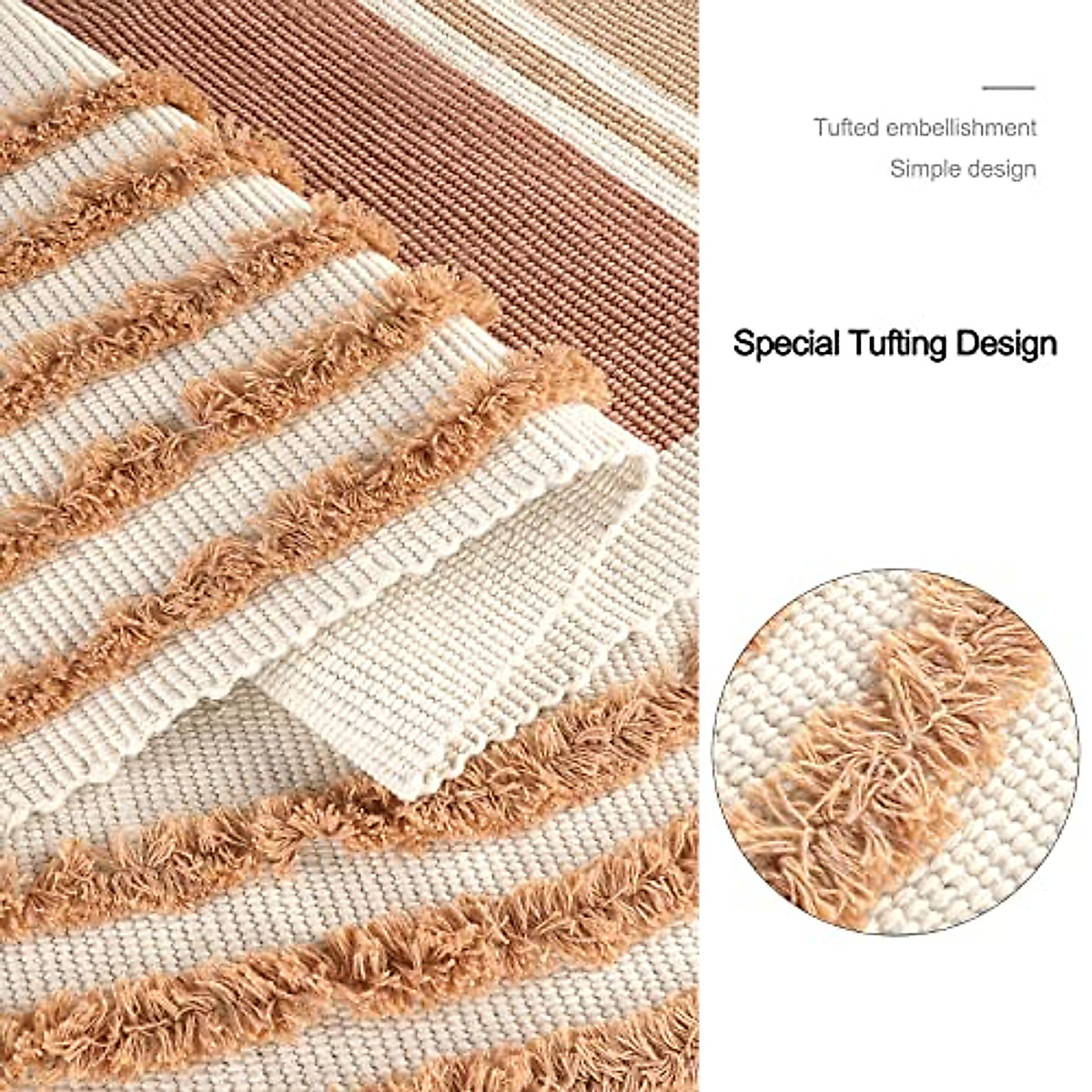 LEEVAN Boho Geometric Area Rug 4x6ft Farmhouse Rugs Washable Woven Living Room Floor Carpet Tribal Diamond Accent Rug for Bedroom Indoor Outdoor Bohemian Patio Rug Cotton Rugs for Living Room/Bedroom