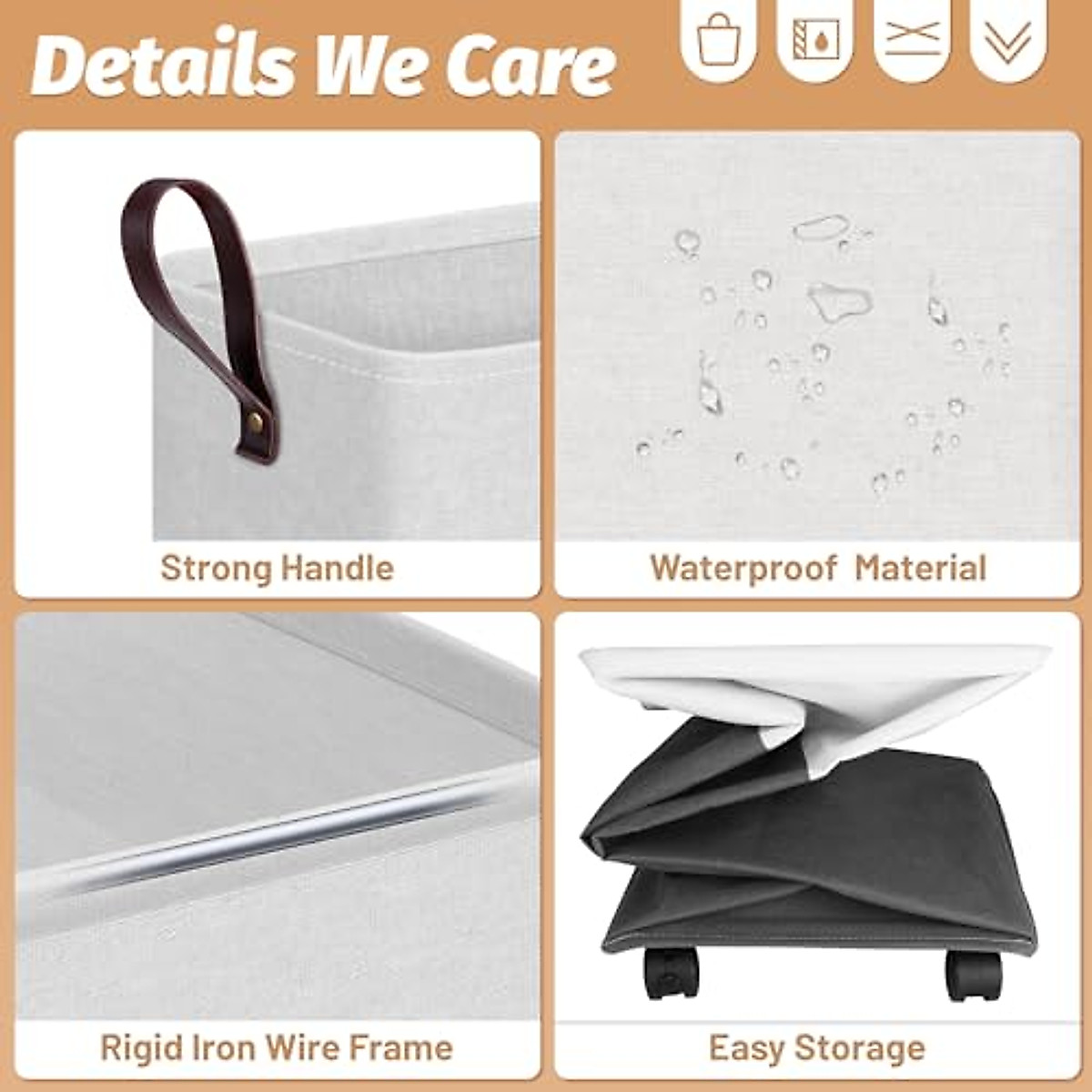 EpicTotes 24.4-Inches Rolling Slim Laundry Basket on Wheels, Collapsible & Waterproof Laundry Hamper, Freestanding Narrow Corner Clothes Bins with Easy Carry Handles for Clothes at Home, Grey